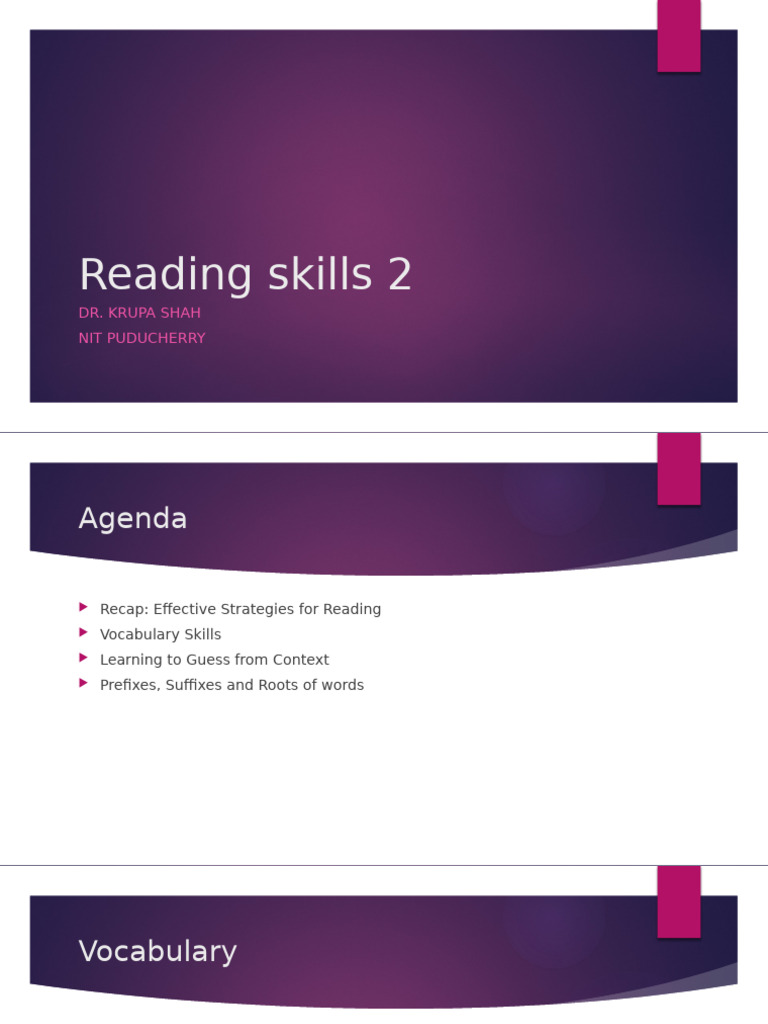 Reading Skills 2 - Vocabulary | PDF