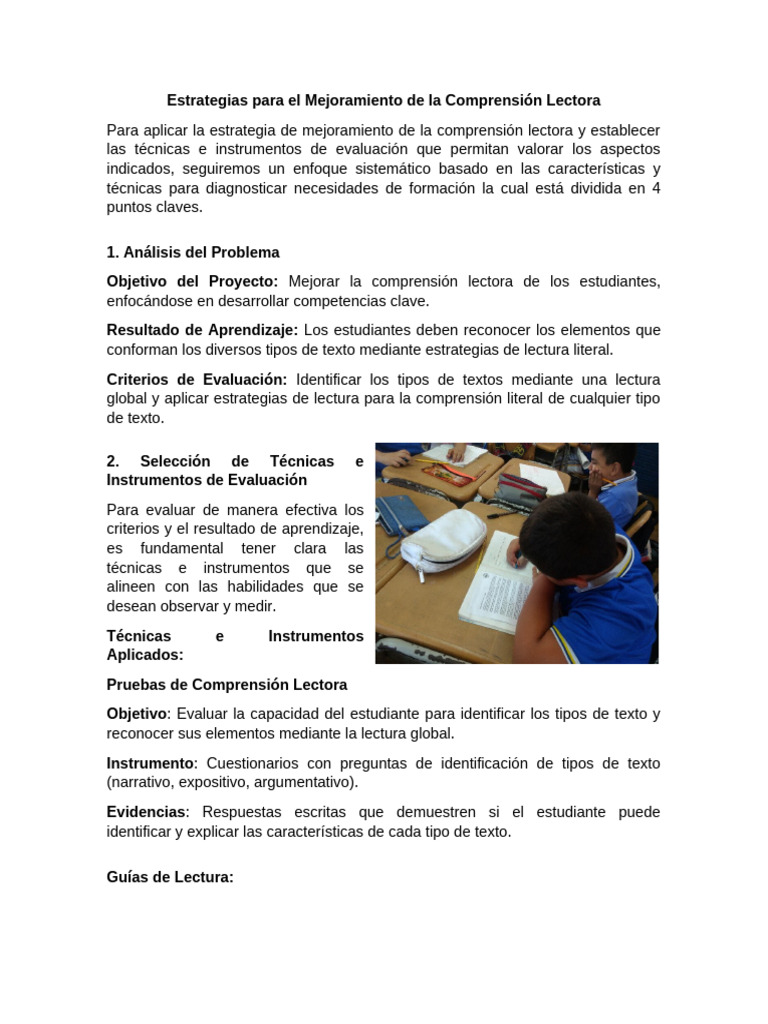 Estrategias para El Mejoramiento de La Comprensión Lectora. | PDF ...