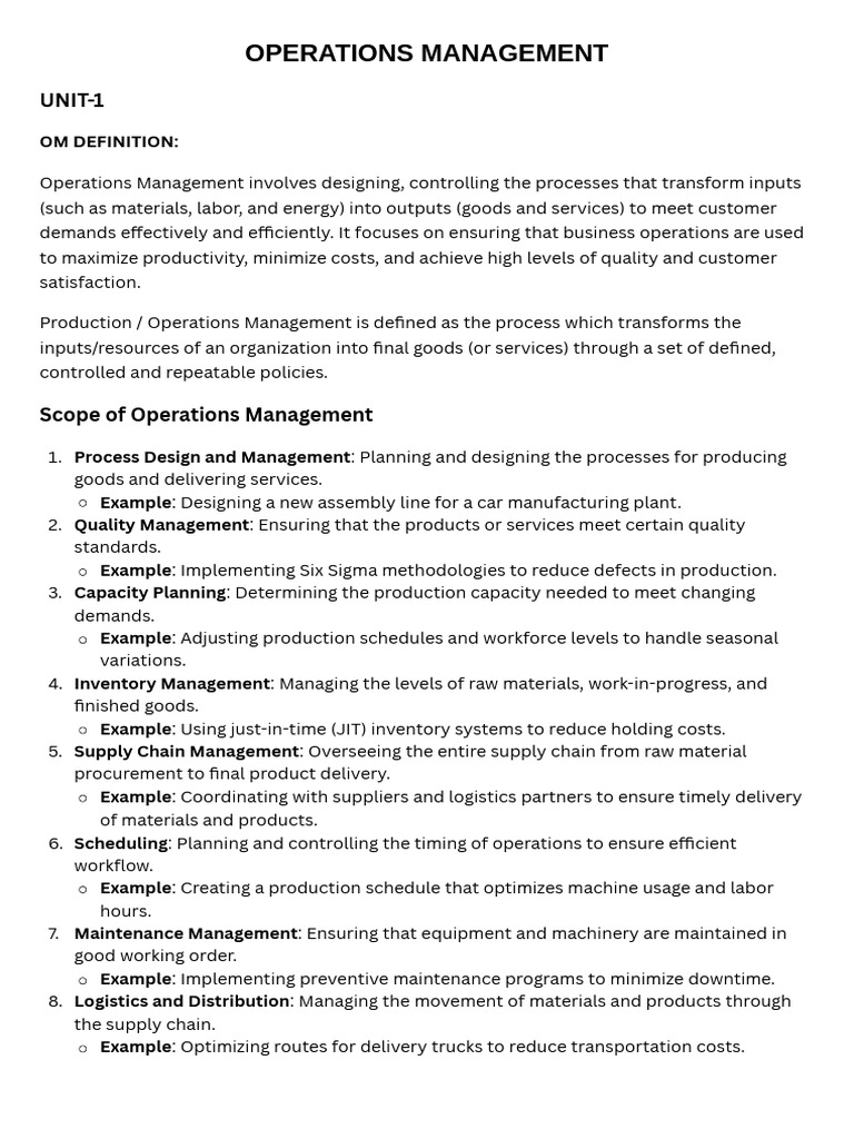 Operations Management | PDF