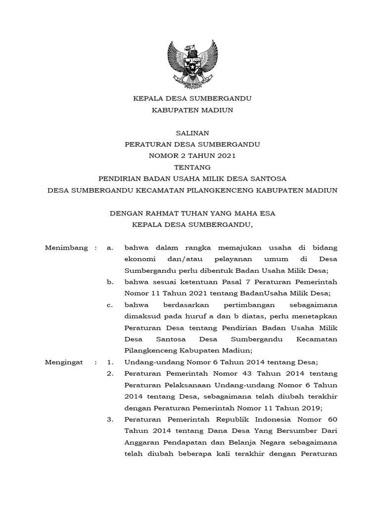 1. PERDES BUMDESA | PDF