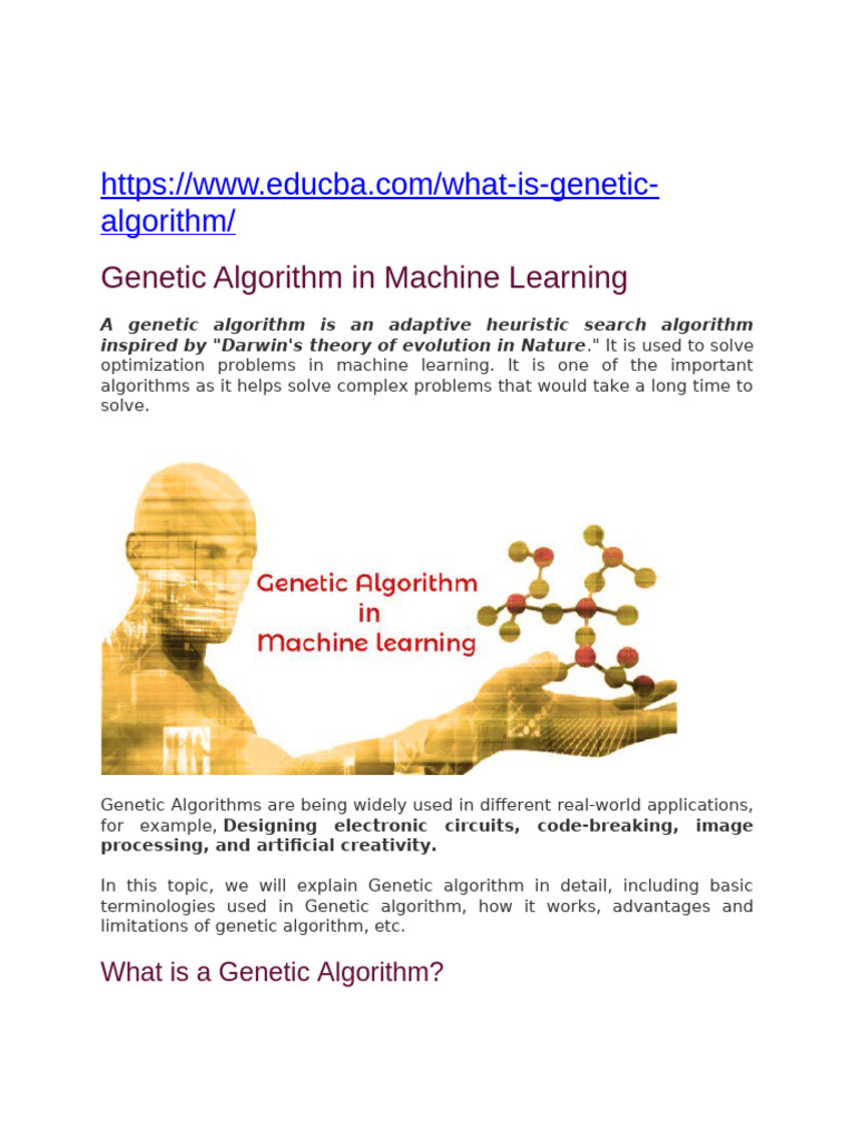 Genetic Algorithm in Machine Learning | PDF