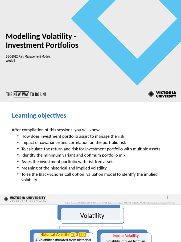 Week 5 Modeling Volatality - Investment Portfolios | PDF