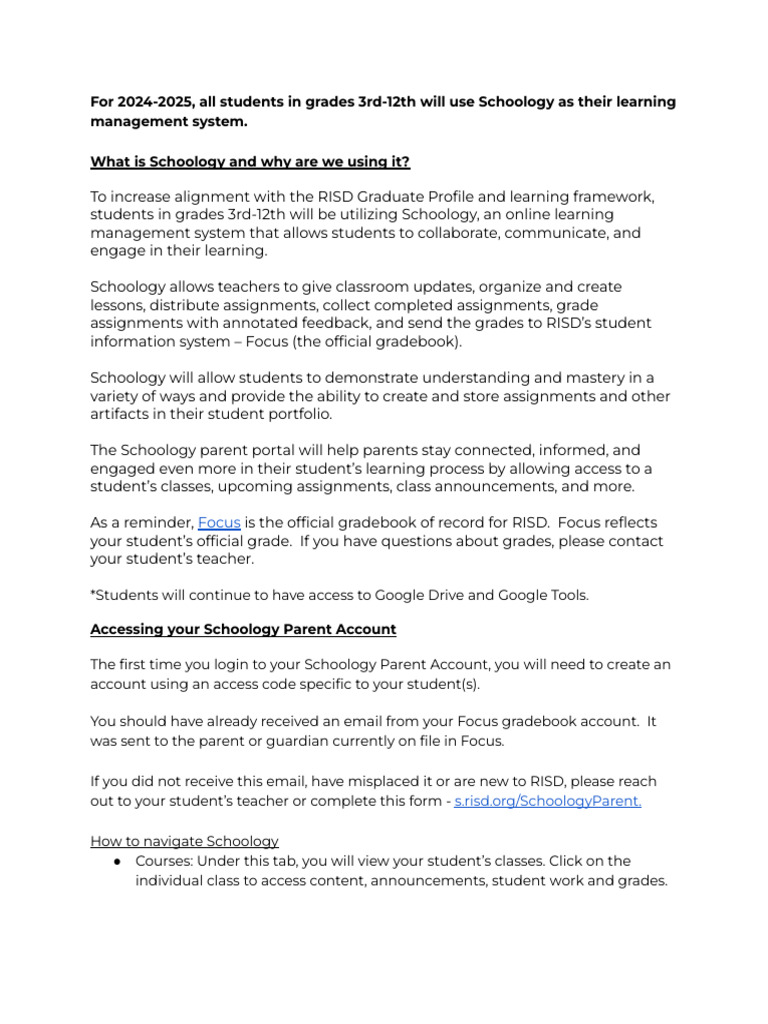 2024-2025 Schoology Overview Document | PDF