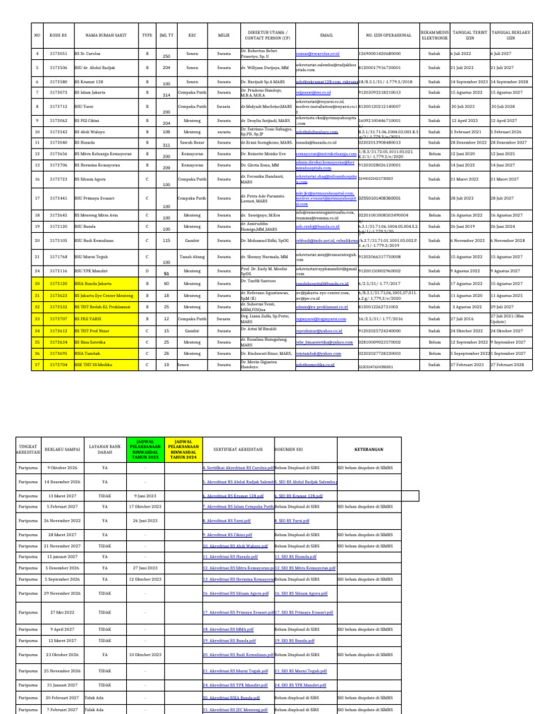 Data Dasar RS Tahun 2024 | PDF
