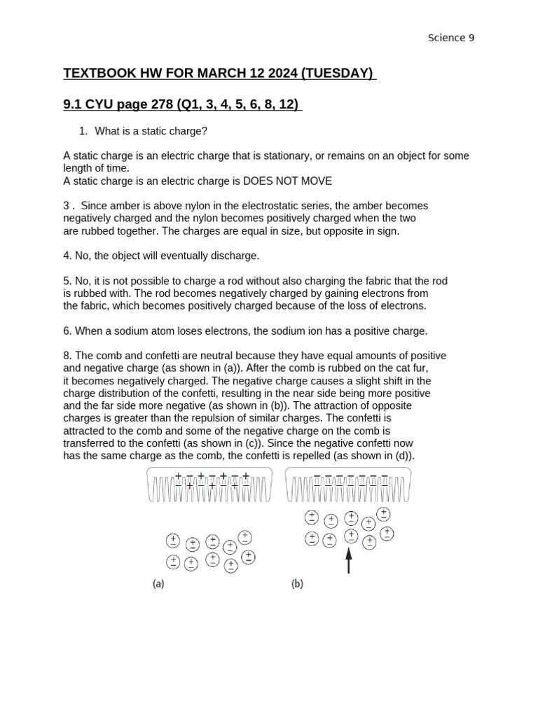 Sci9 CYU 9.1 9.2 Answers (HW For March 12, 2024) | PDF