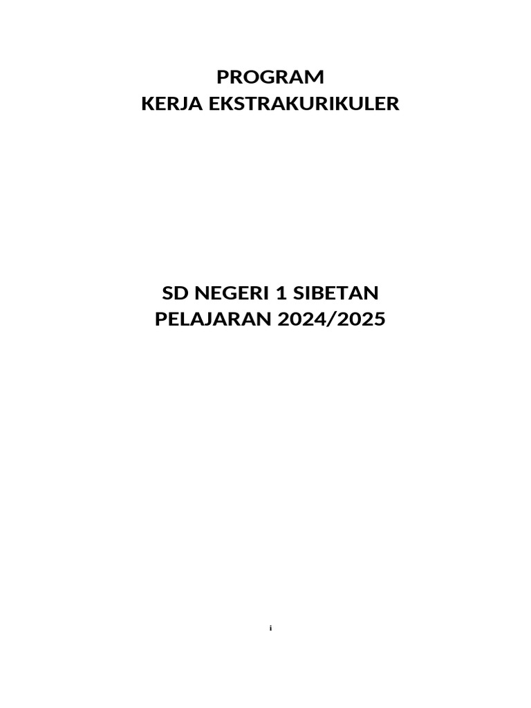 Program Kerja Ekstrakurikuler | PDF