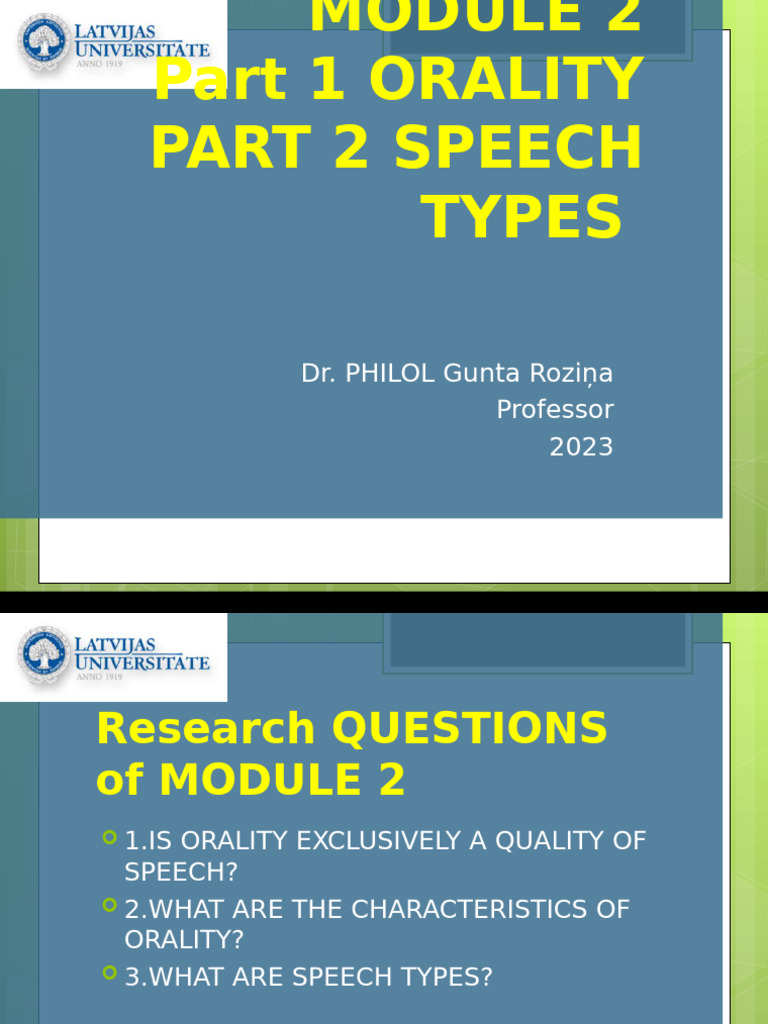Module 2 Lecture 1 Orality | PDF