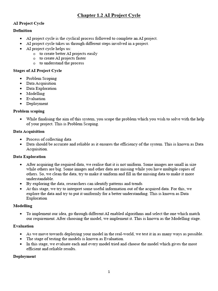 Chapter 1.2 AI Project Cycle - Problem Scoping | PDF | Artificial Intelligence | Career & Growth