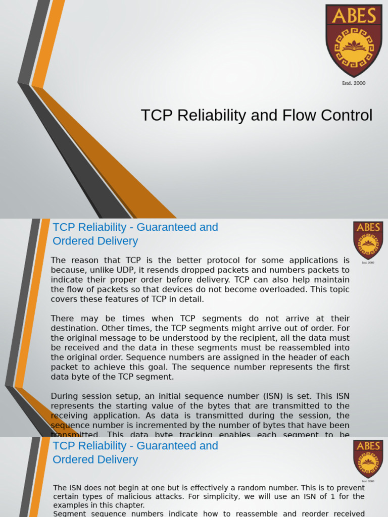03 Reliability and Flow Control | PDF