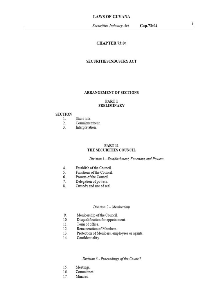 Cap7304 Securities Industry Act | PDF | Securities (Finance) | Private Law