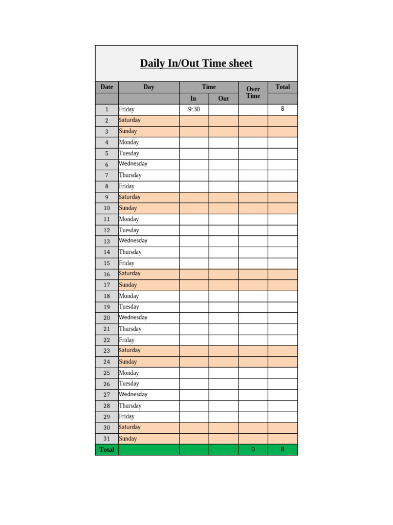 Daily Time sheet | PDF