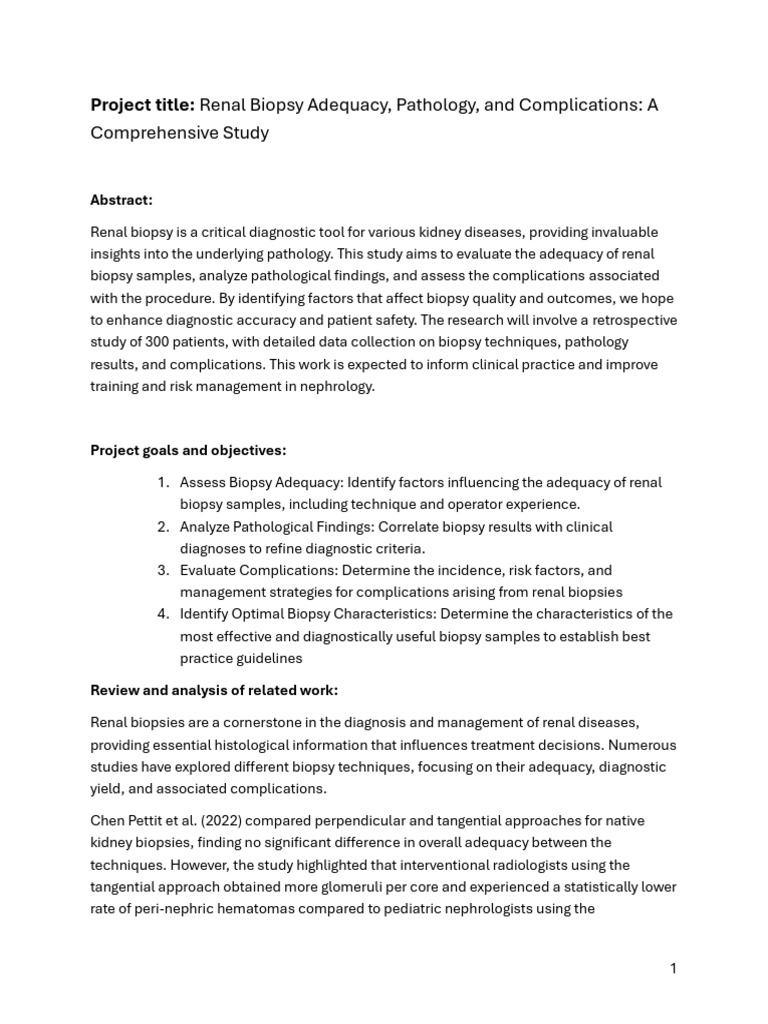 Renal Biopsy Proposal | PDF