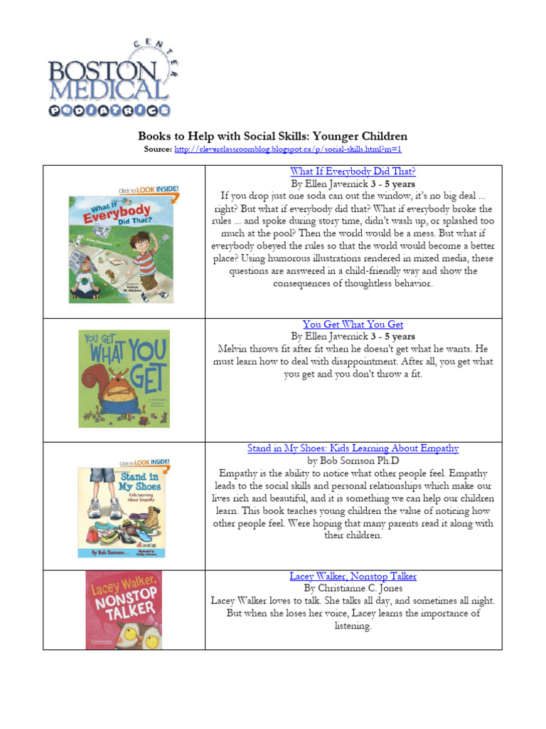 Social Skills Books - Young Children | PDF
