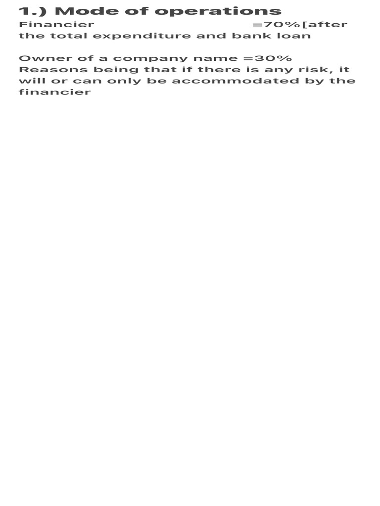 1.) Mode of Operations | PDF