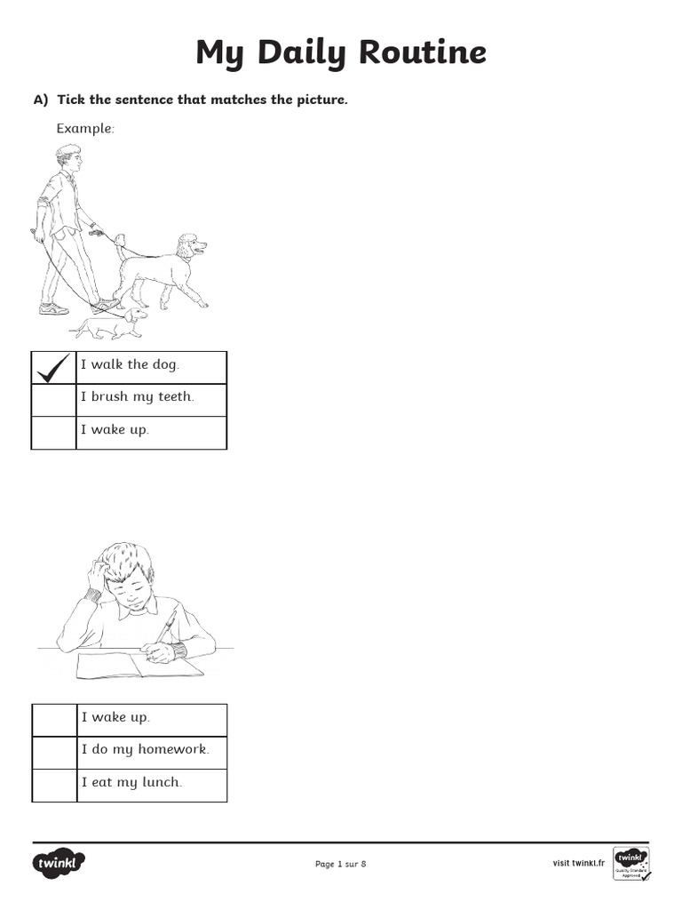 FR2 MFL 11 Feuille Dactivites Ma Routine Quotidienne Anglais LV French ...