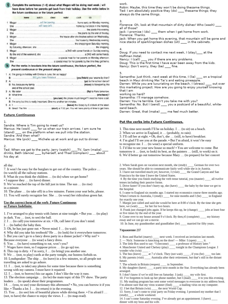 Future Continuous-Future Perfect | PDF