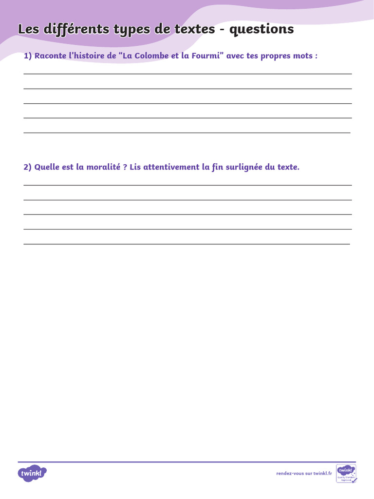 FR FR 1654170016 Les Differents Types de Textes Questions - Ver - 4 | PDF
