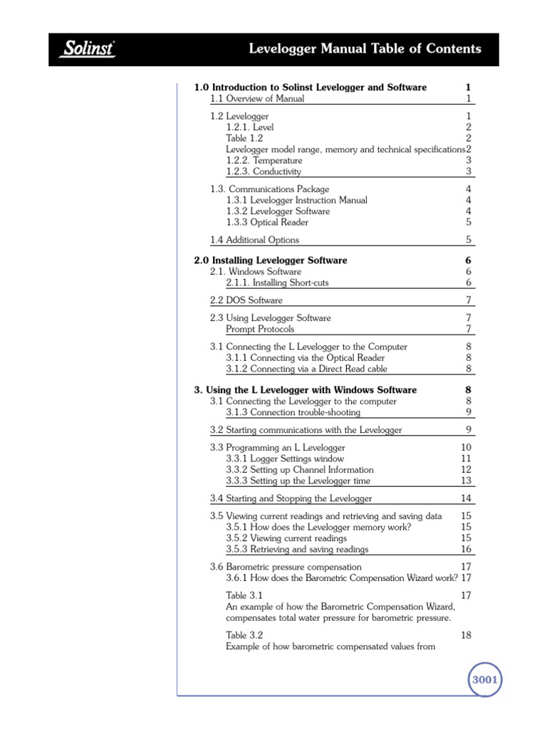 Solinst Levelogger 3001 Manual | PDF