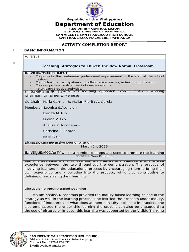 INSET REFLECTION PAPER | PDF
