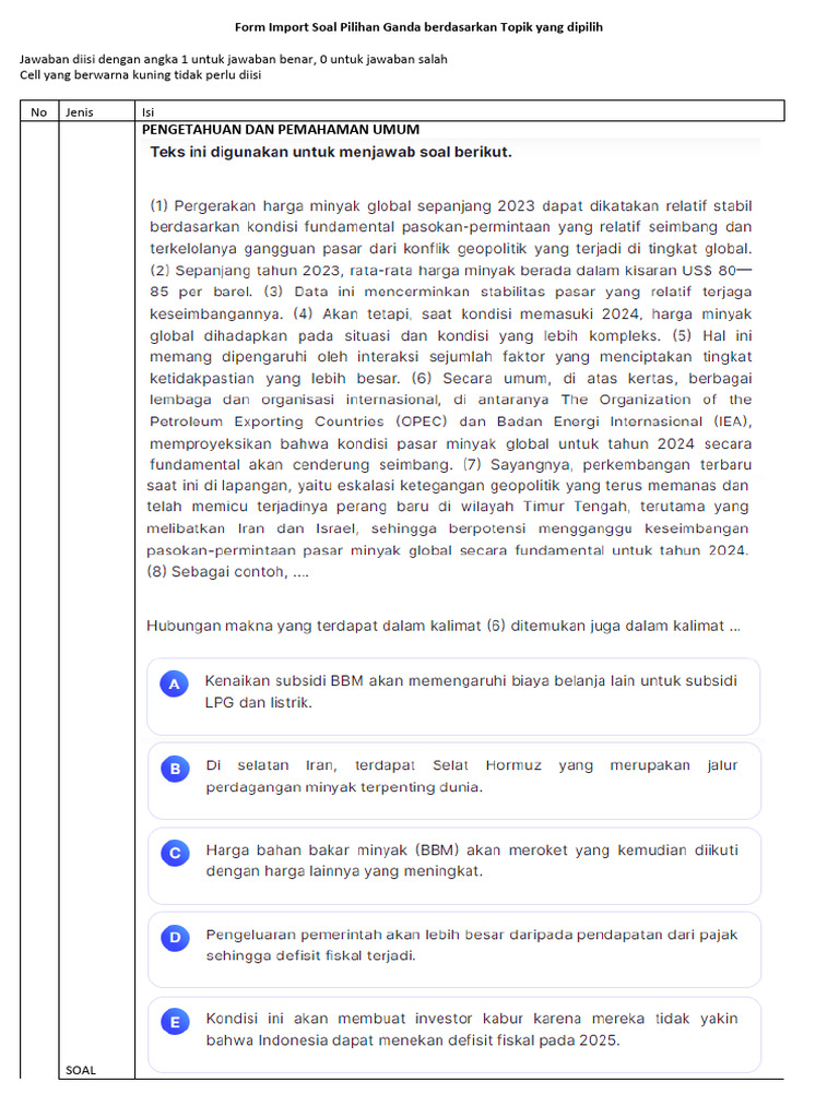 1 2 SOAL TO TPS Pengetahuan & Pemahaman Umum 15 Soal 15 Menit | PDF