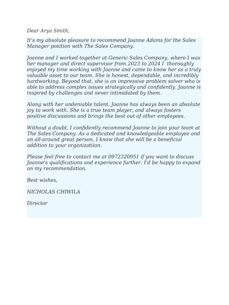 Recommendation Letter | PDF