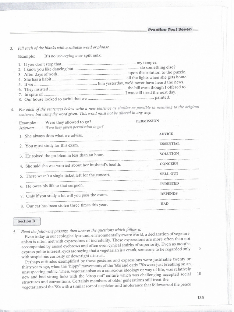 Use of English - Practice Test - 7 - 8 - Tasks | PDF