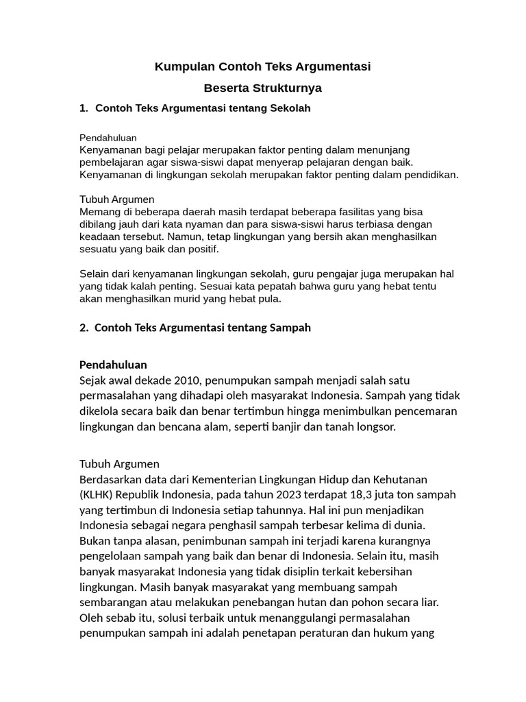 Kumpulan Contoh Teks Argumentasi | PDF