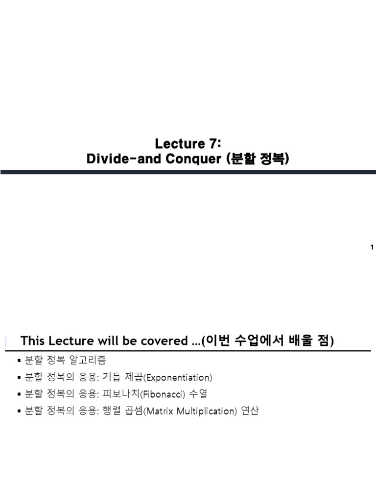 Lec7 Divide and Conquer | PDF | Elementary Mathematics | Teaching Methods & Materials