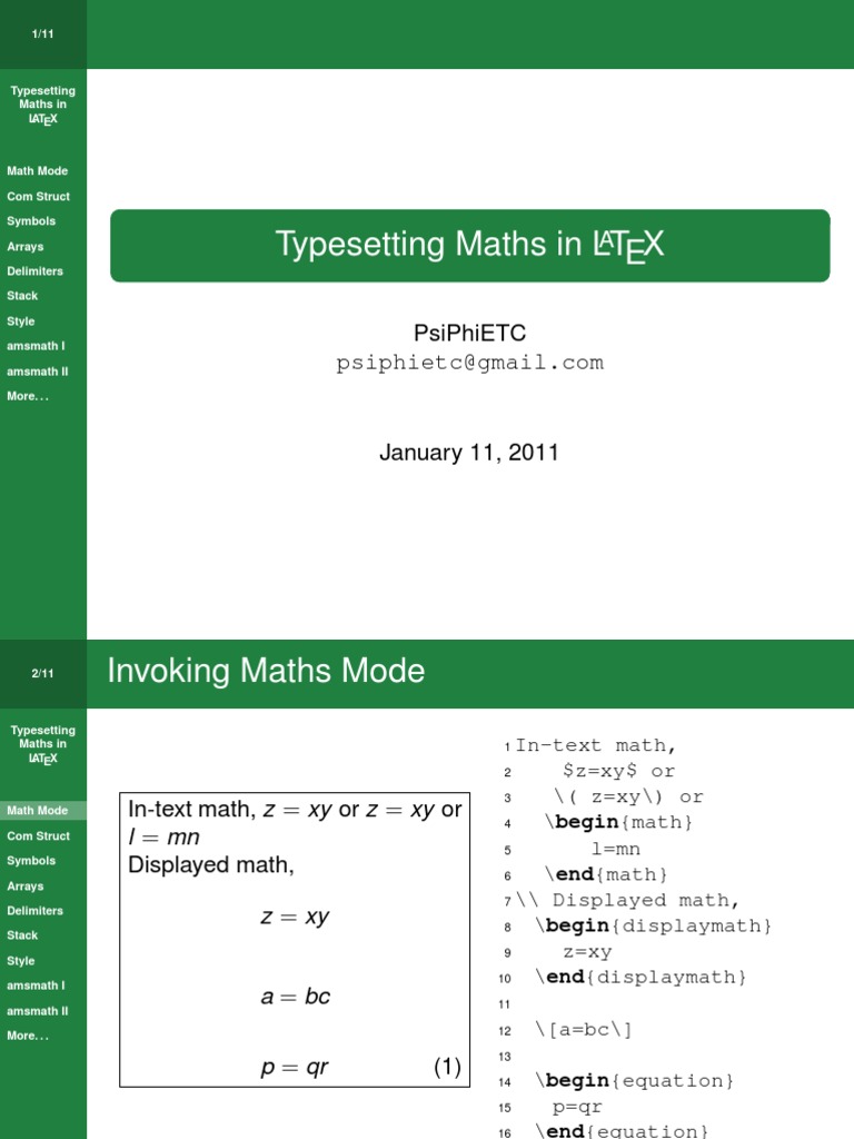 Typesetting Mathematics With Latex Pdf Notation Teaching Mathematics