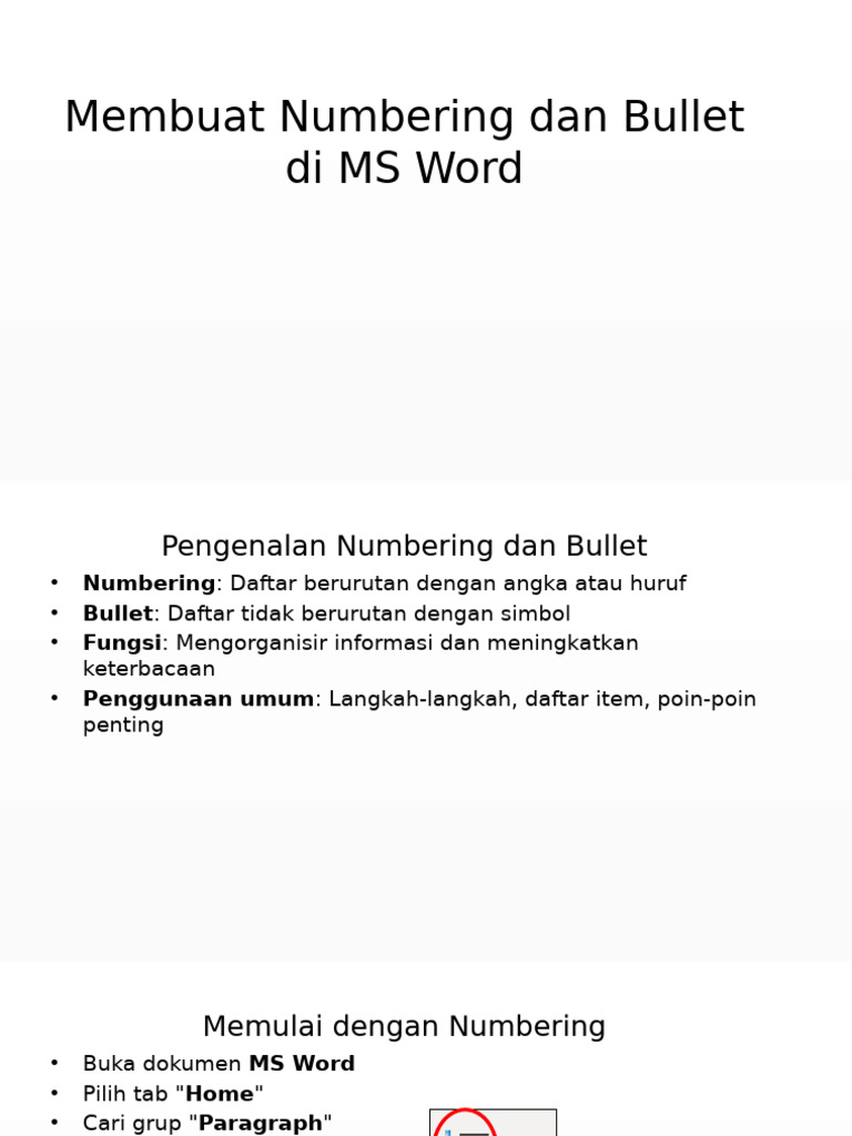 Membuat Numbering Dan Bullet Di MS Word | PDF