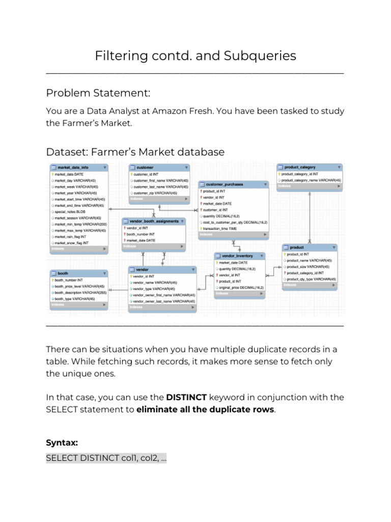Filtering Contd. and Subqueries | PDF