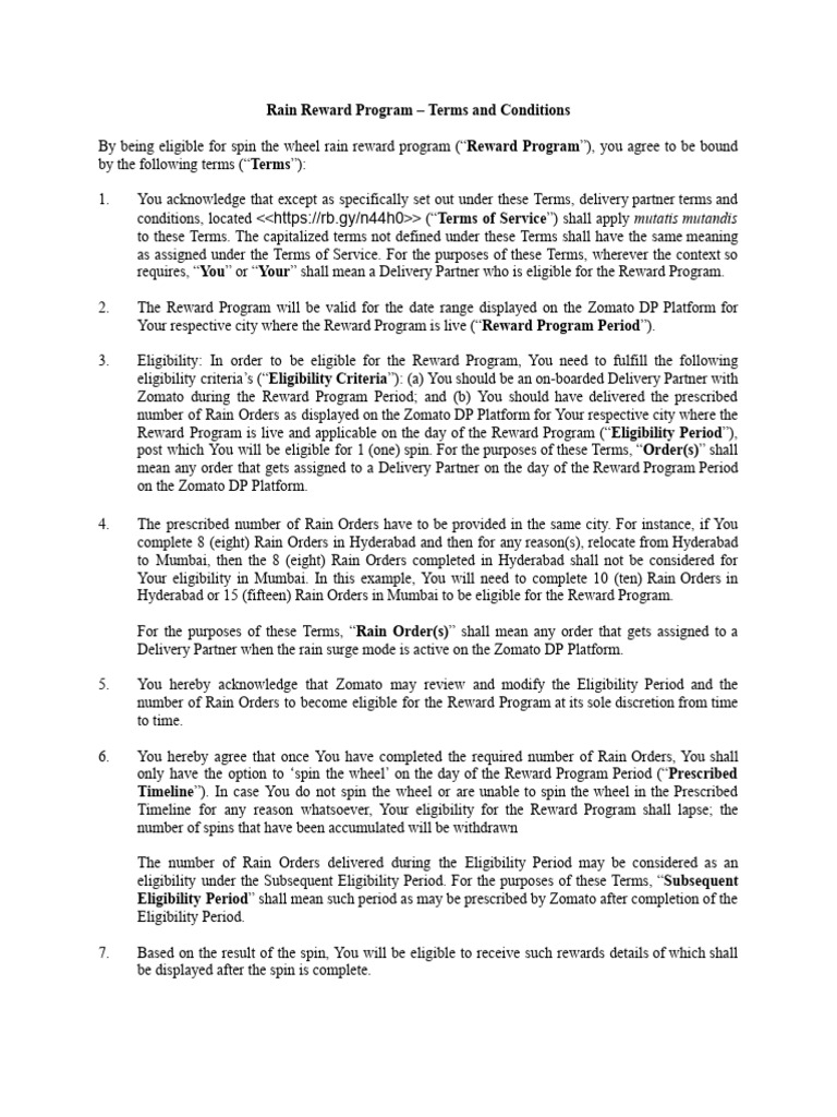 Rain Rewards - Terms and Conditions - June 2024 | PDF | Justice | Business