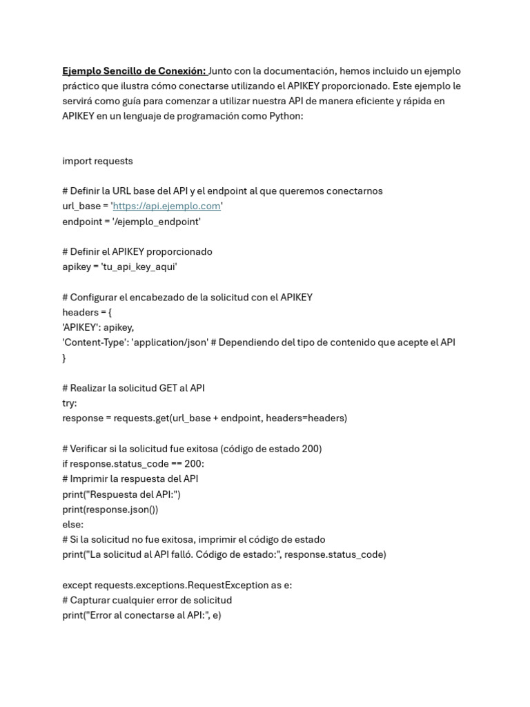 Ejemplo Sencillo de Conexión API | PDF