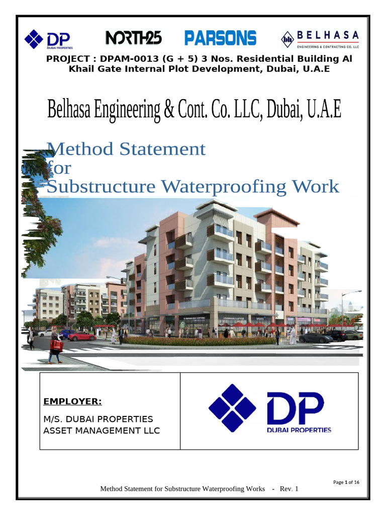 Method Statement for Substructure Waterproofing Work | PDF