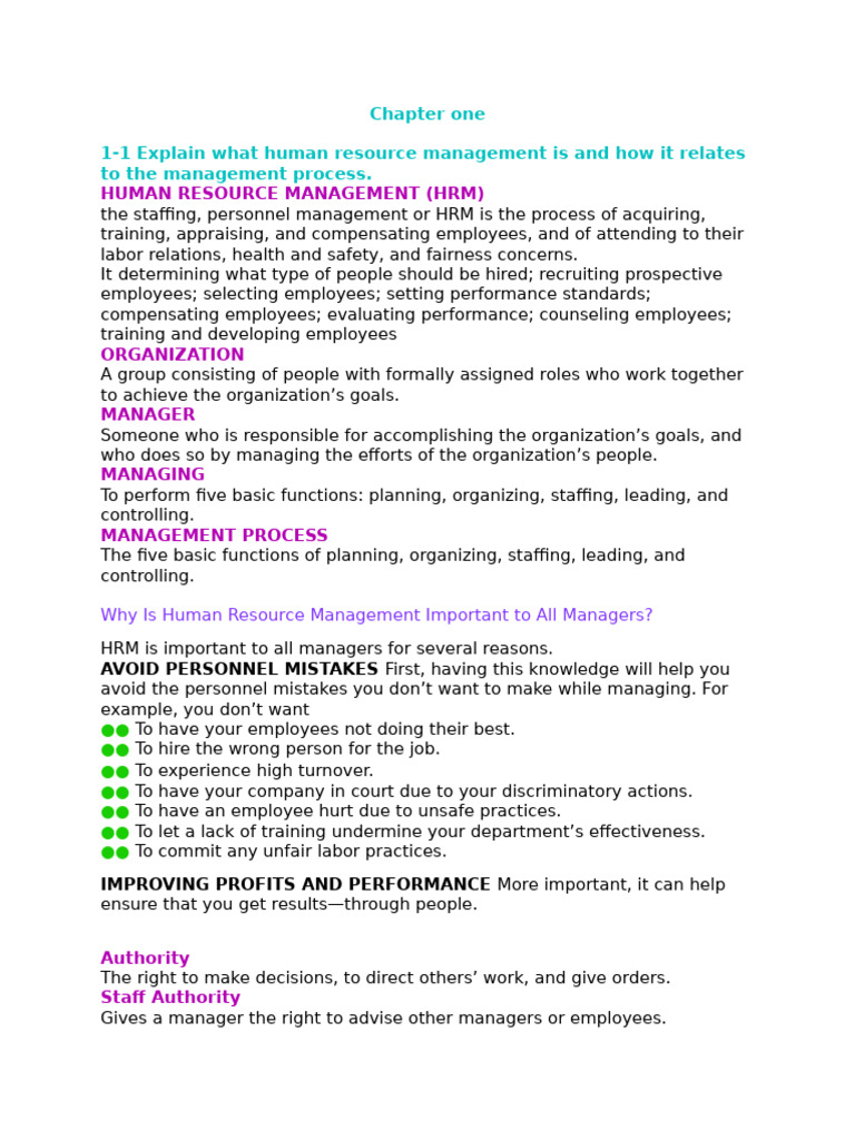 HRM - Ch1 Learning Objectives | PDF