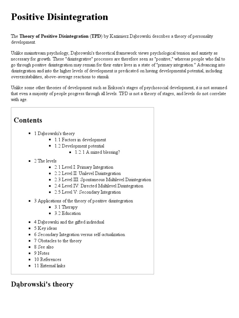 Positive Disintegration | PDF | Emergence | Psychological Concepts