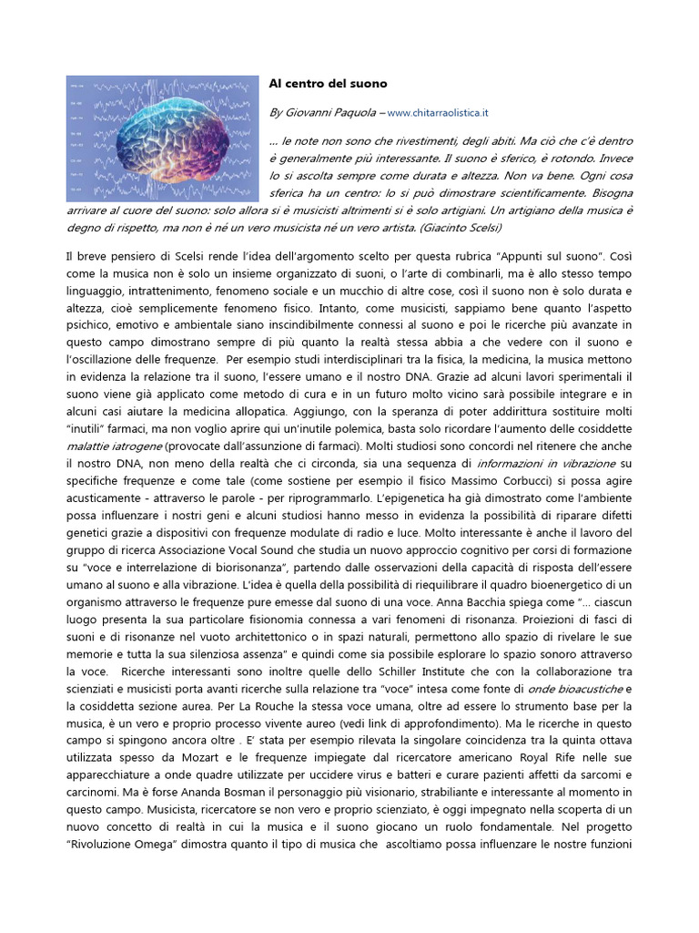 Al Centro Del Suono | PDF