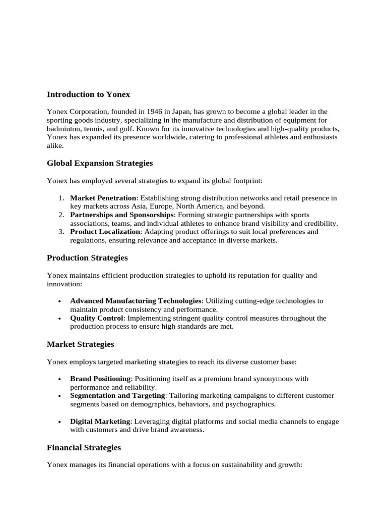 Introduction To Yonex | PDF