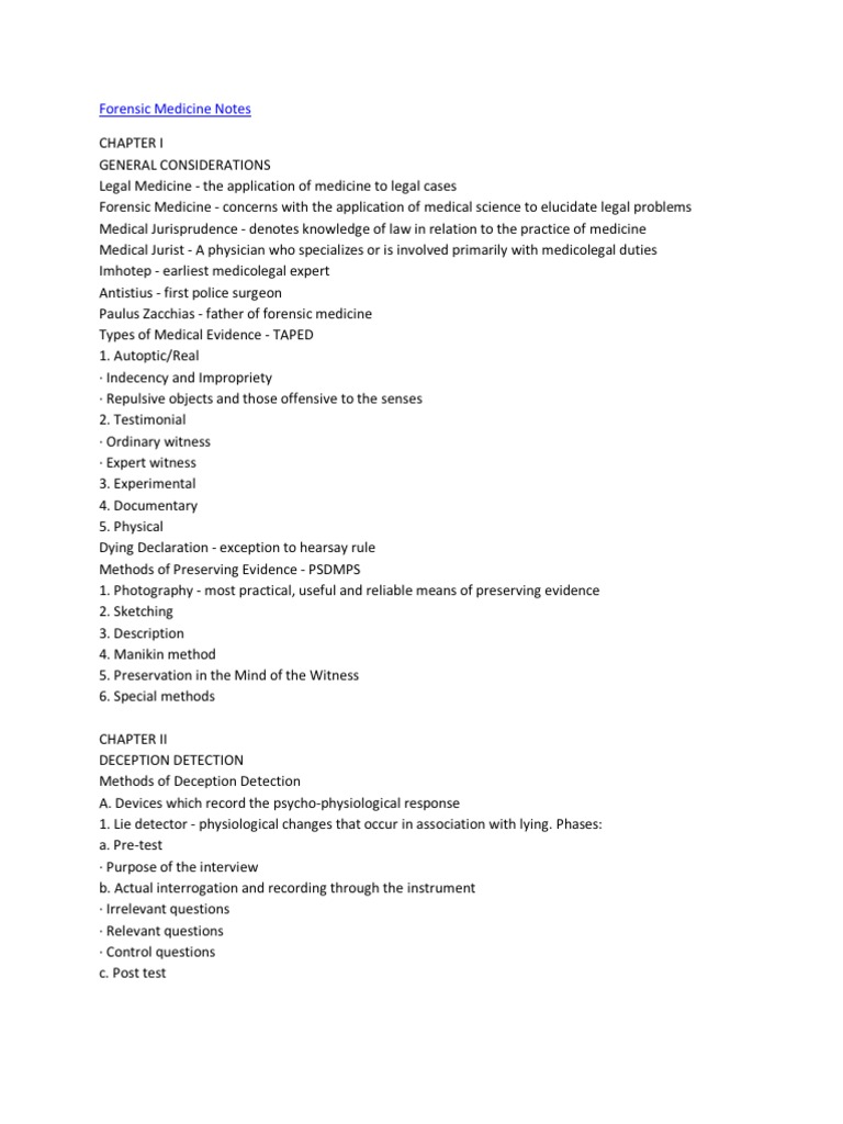 Forensic Medicine Notes | Download Free PDF | Autopsy | Death