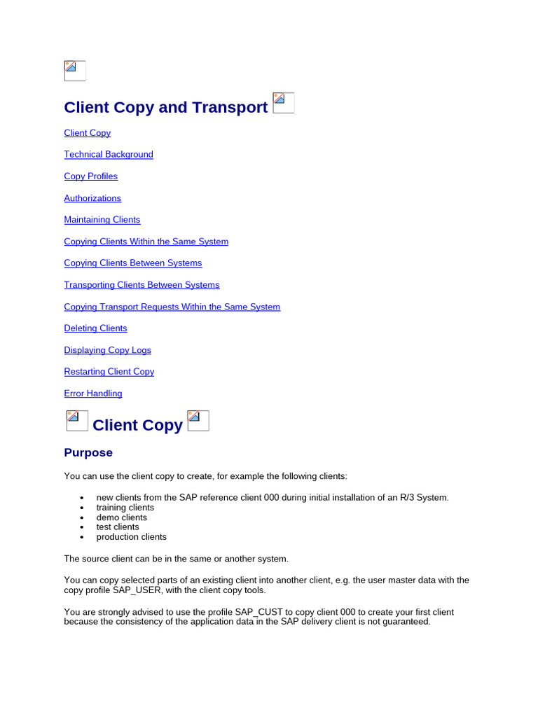 SAP Client Copy and Transport | PDF