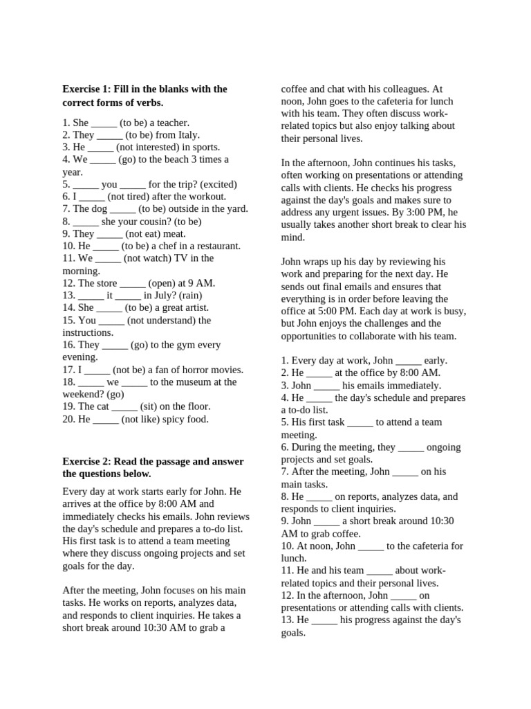 Simple present practice | PDF