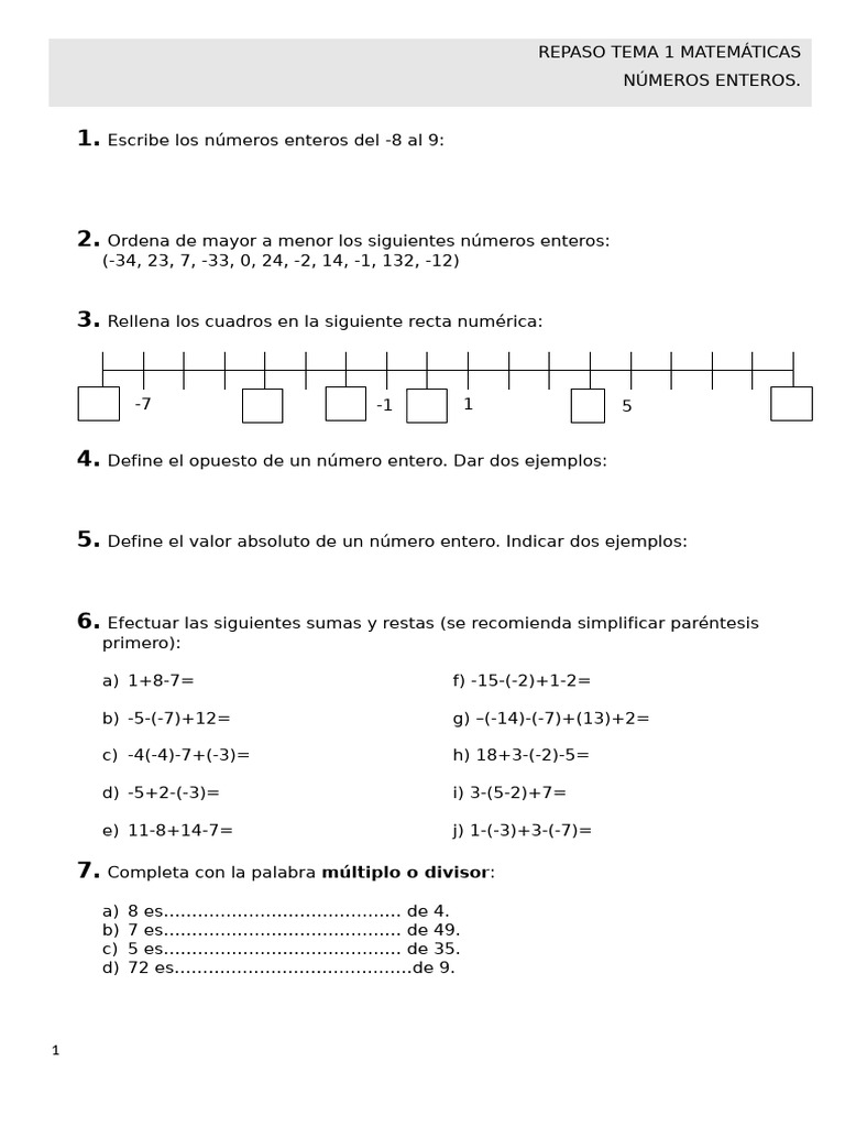 Repaso Tema 1 Matemáticas | PDF