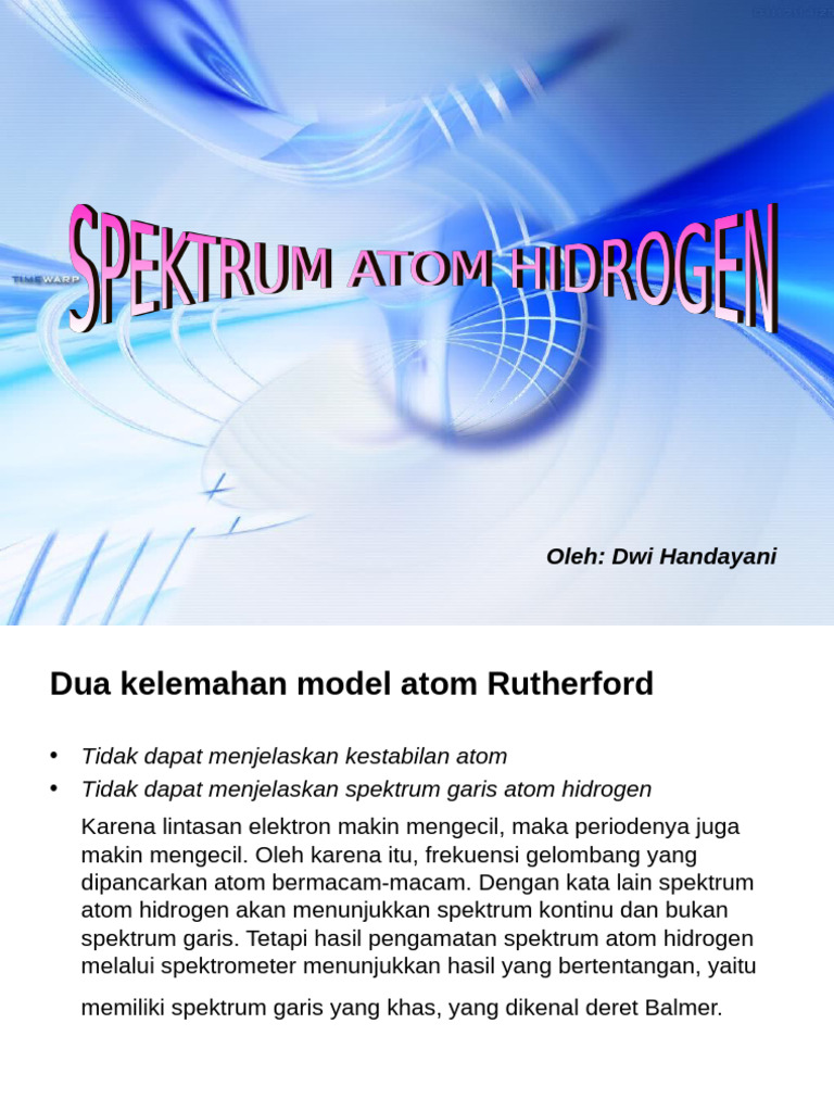 Fisika Moderm Spektrum Atom Hidrogen | PDF