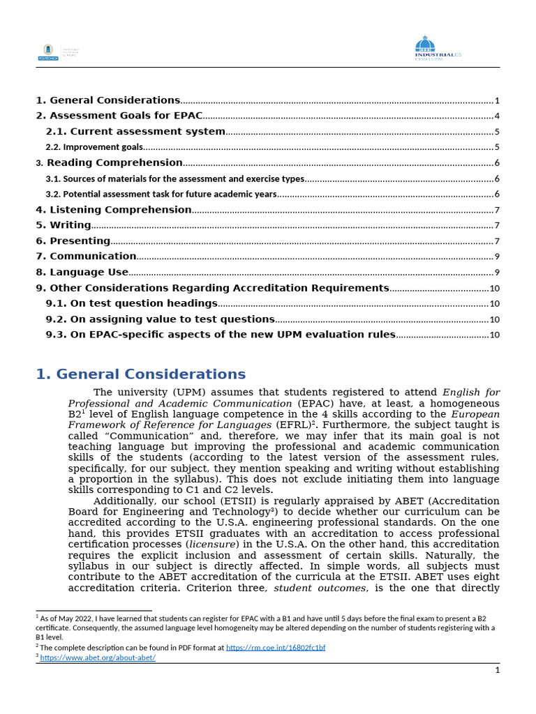 Assessment Module EPAC | PDF