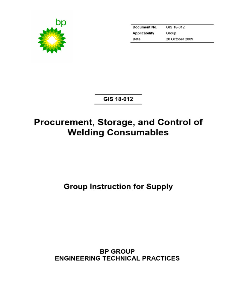 GIS 18-012 - Procurement Storage and Control of Welding Consuma ...