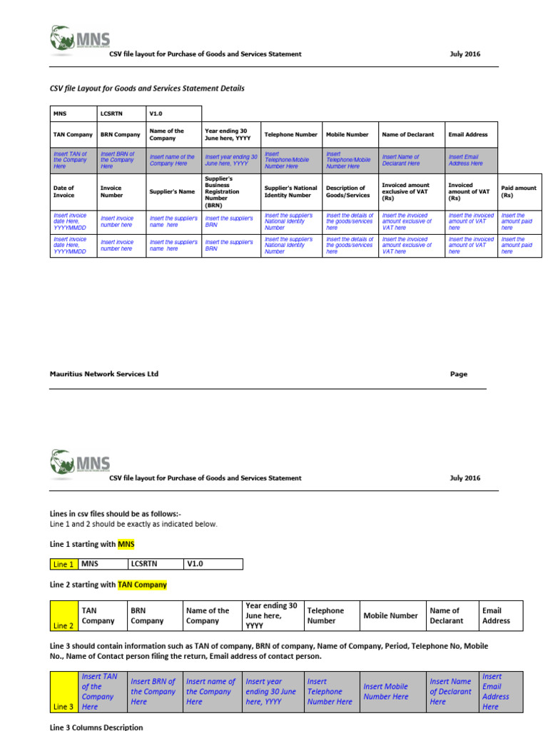 CSV Layout for Goods Purchase Statement | PDF | Invoice | Finance ...
