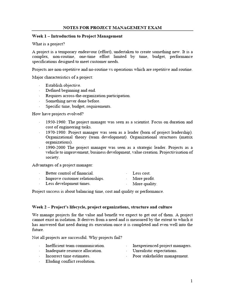 Notes Project Management | PDF