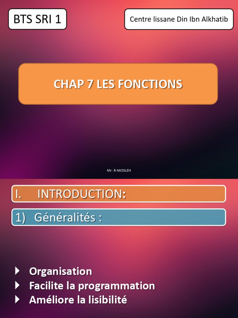 Chap 7 Les Fonctions | PDF