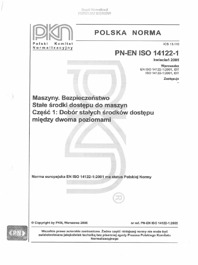 PN-EN ISO 14122-1 Maszyny | PDF