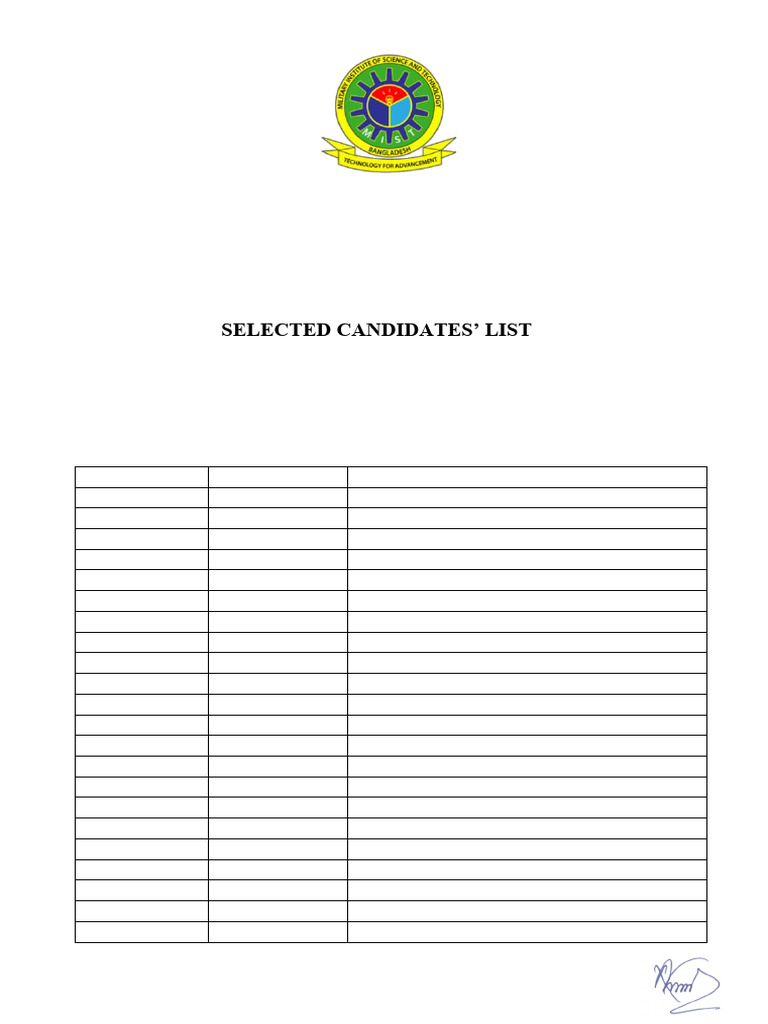 MIST 2022 Engineering Admission List | PDF | Bangladesh